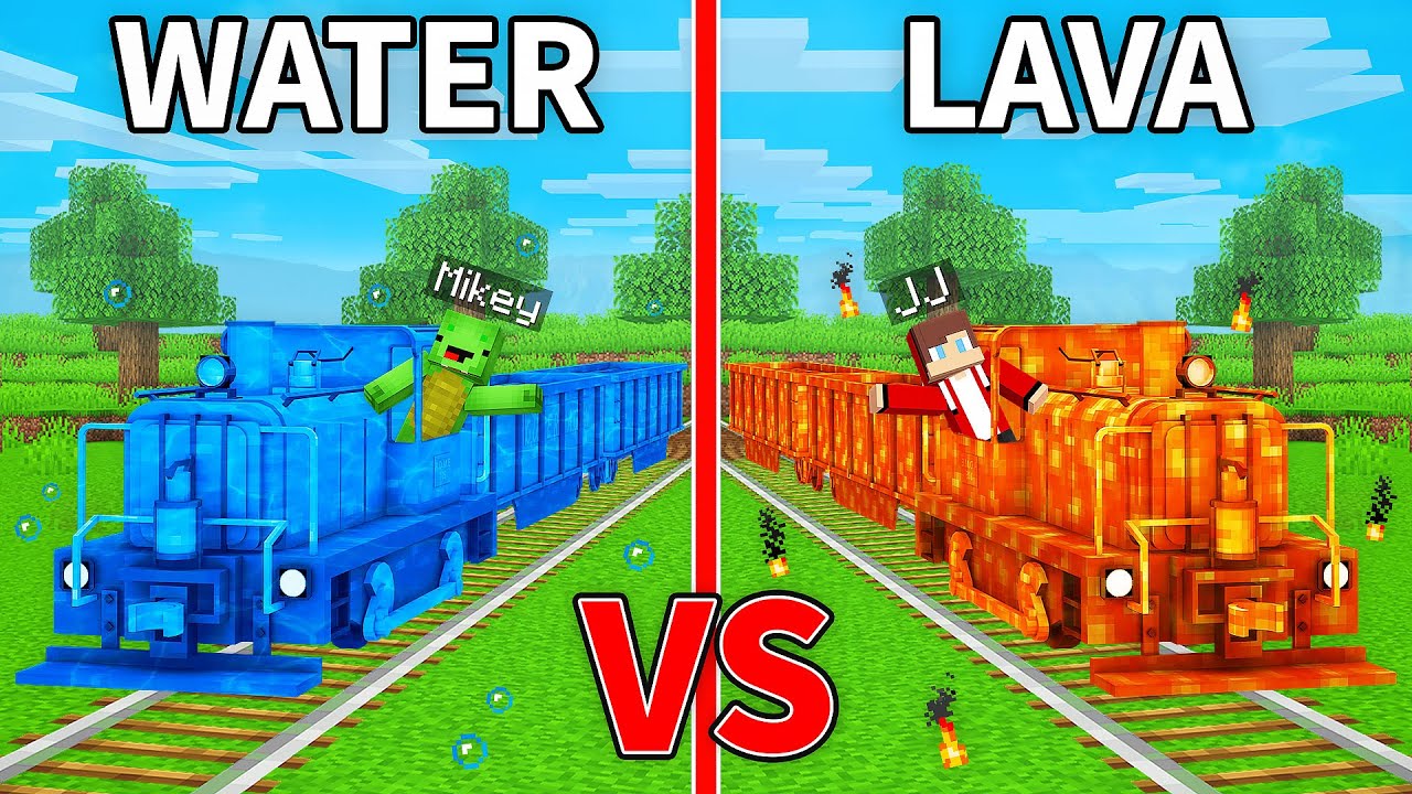 JJ's LAVA Train vs Mikey's WATER Train ELEMENTAL Build Battle in ...
