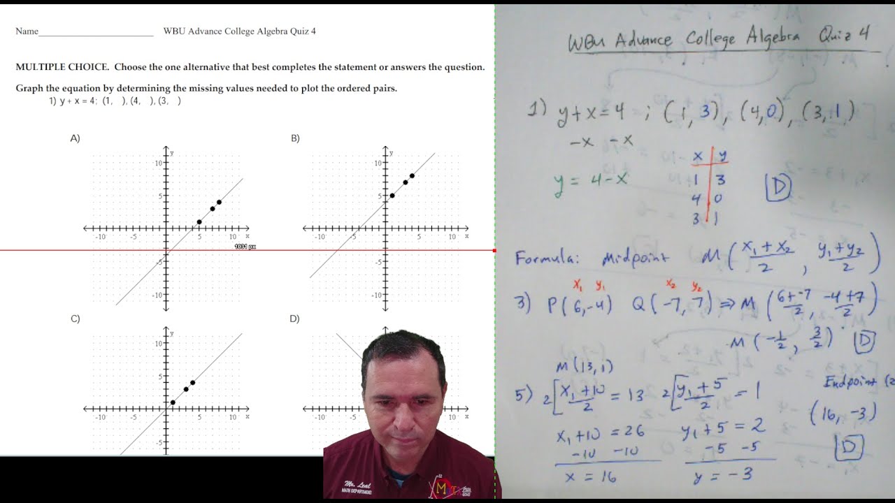 WBU Advance College Algebra Quiz 4 - YouTube