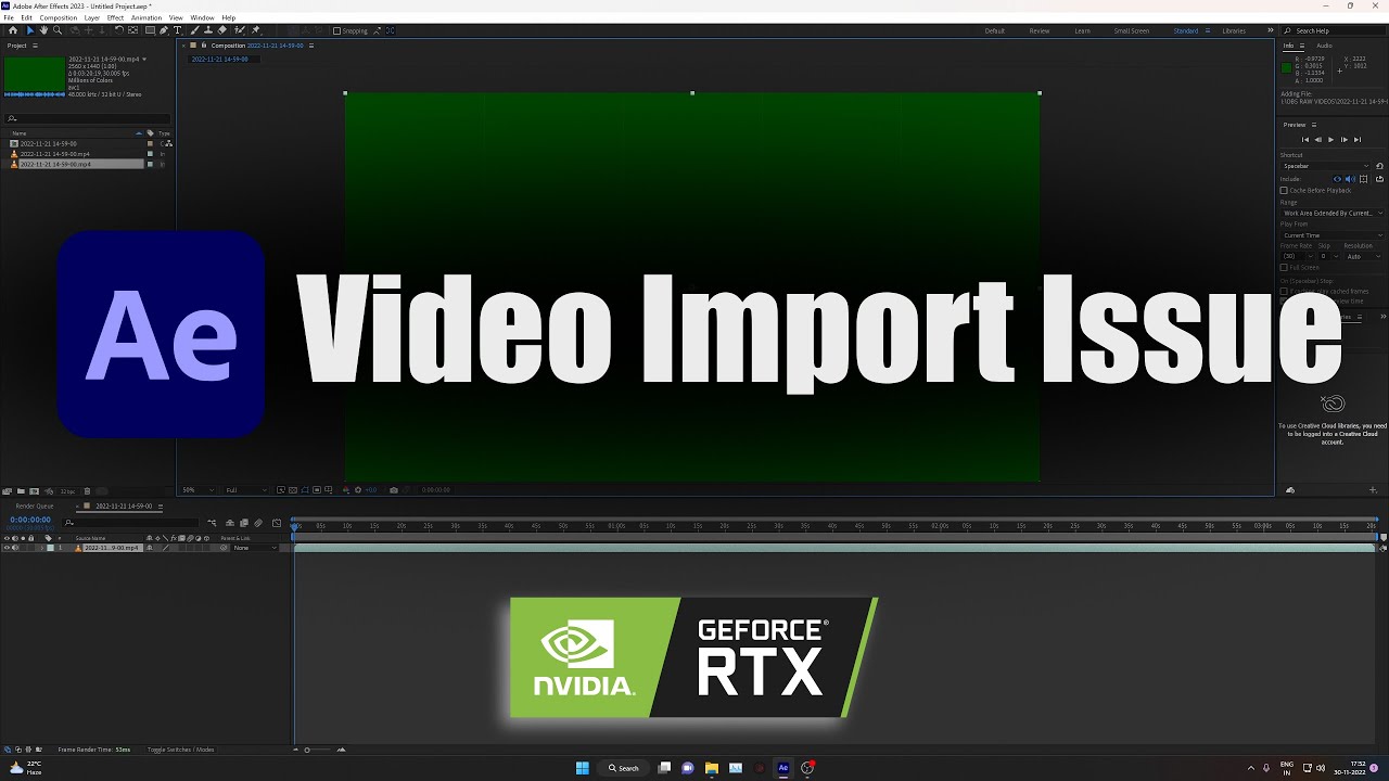 After Effects Video Import Showing Green. FIX - YouTube