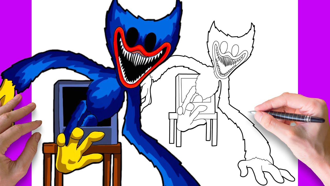 How to Draw HUGGY WUGGY | Poppy Playtime 3 | EASY | STEP BY STEP - YouTube