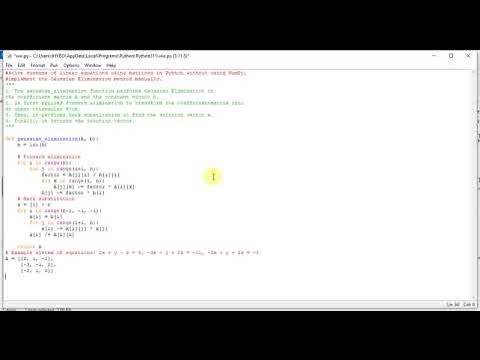 solve systems of linear equations using matrices in python without ...