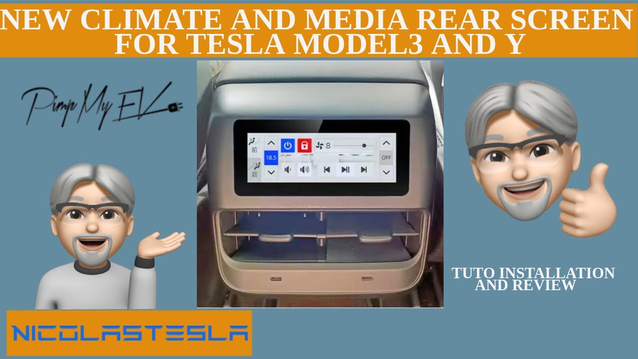 New Climate and Media Rear Screen For tesla Model3 and Y ( avec une ...