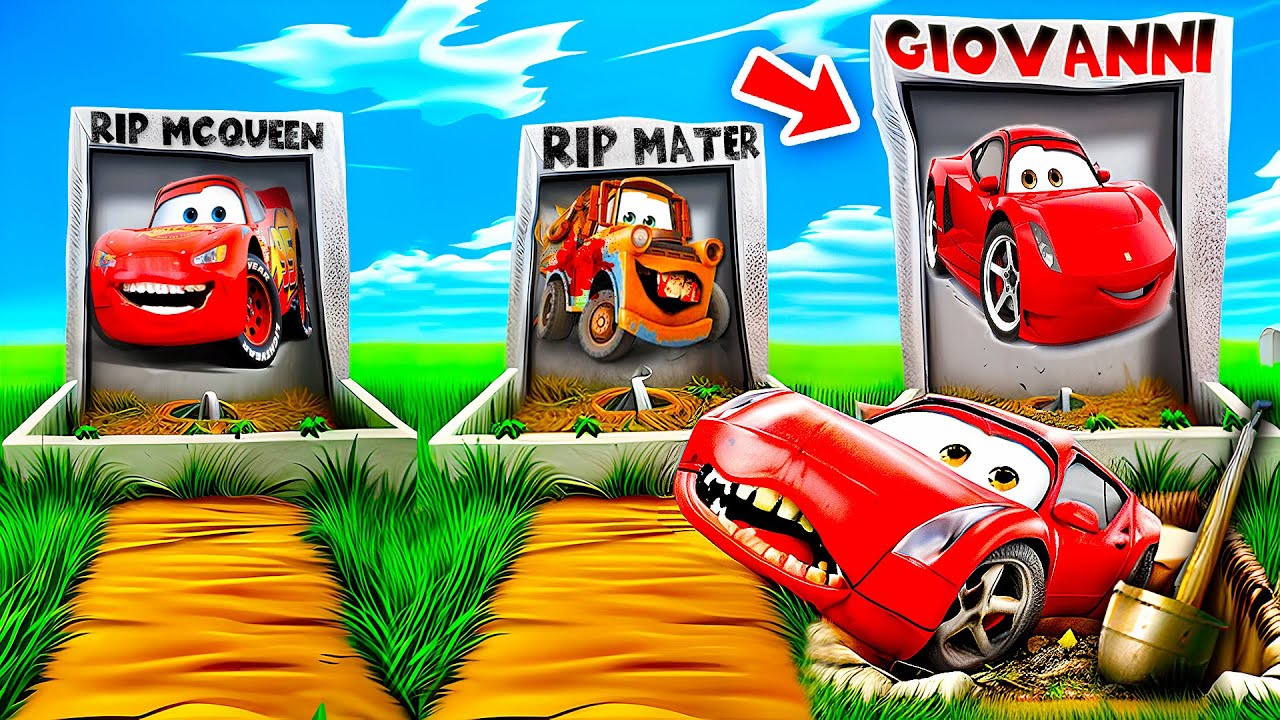 Lightning McQueen GRAVE vs Giovanni GRAVE vs RIP Tow Mater! Big & Small ...