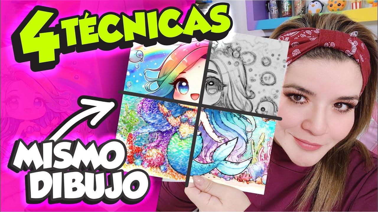 HICE EL MISMO DIBUJO con 4 Técnicas de ARTE INCREÍBLES - YouTube