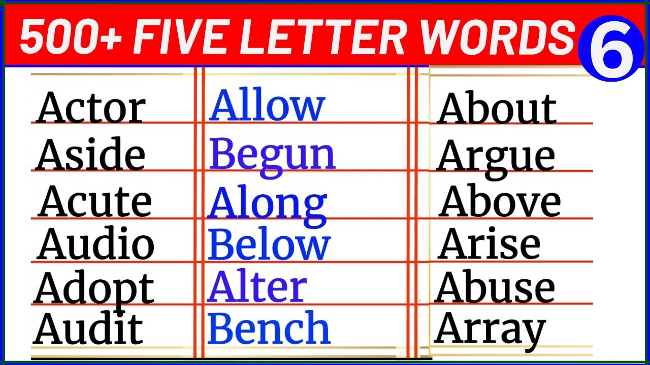 Five letter easy words | reading | simple words | easy words - YouTube