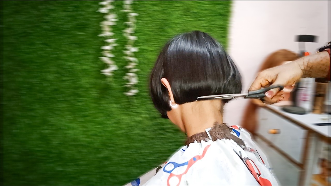 Round haircut girl hair cutting /high school girls hair cutting / long ...