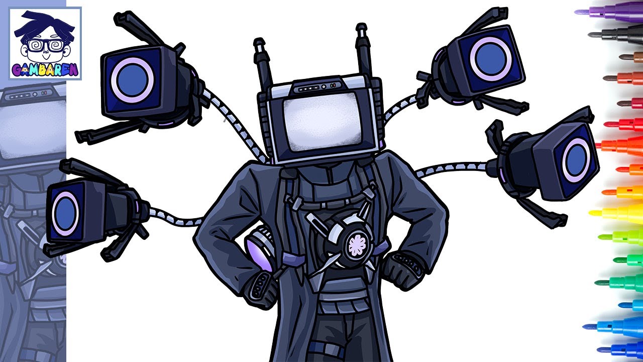 Cara Menggambar UPGRADED LARGE TV MAN Skibidi Multiverse episode 043 ...