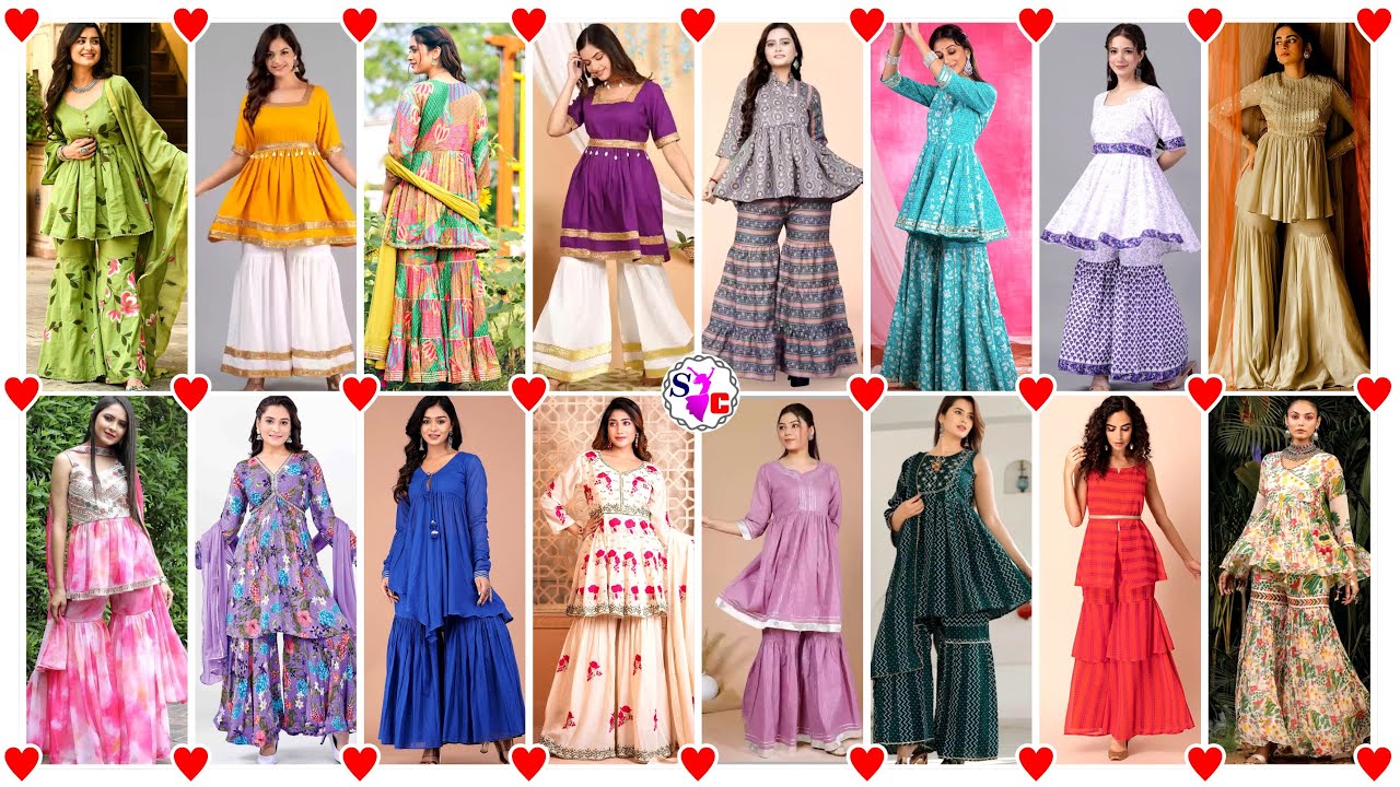 Short Frock Sharara Collection 2024 | Sharara Frock Design For Girls ...
