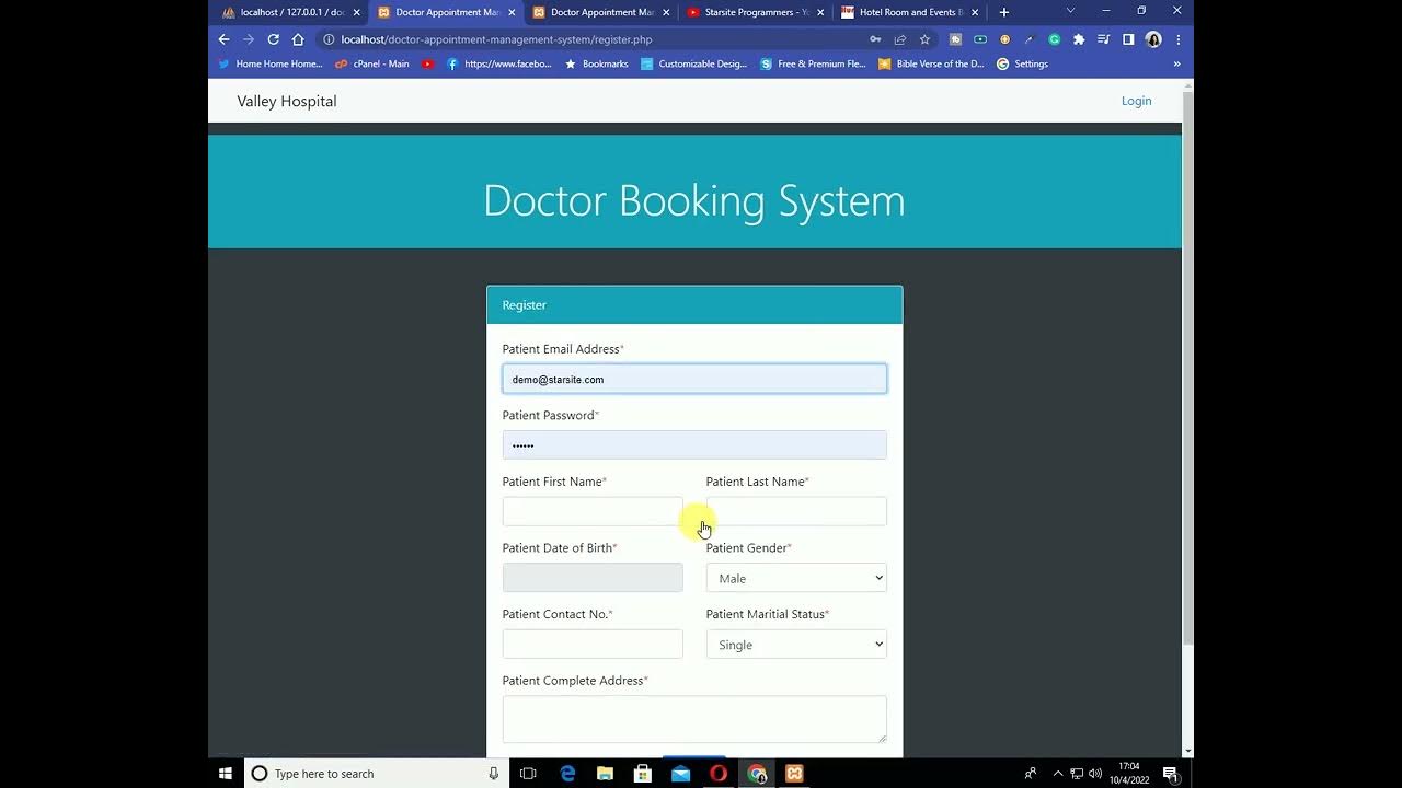 Doctor Booking System in PHP, Boostrap, Mysql - Starsite Programmers ...