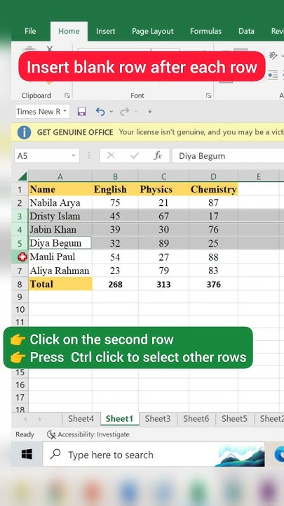 Insert blank row after each row #computer_basics #excel #exceltutorial #excelforbeginners # ...