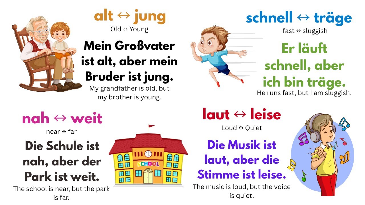 40 Essential German Opposites with Examples - YouTube
