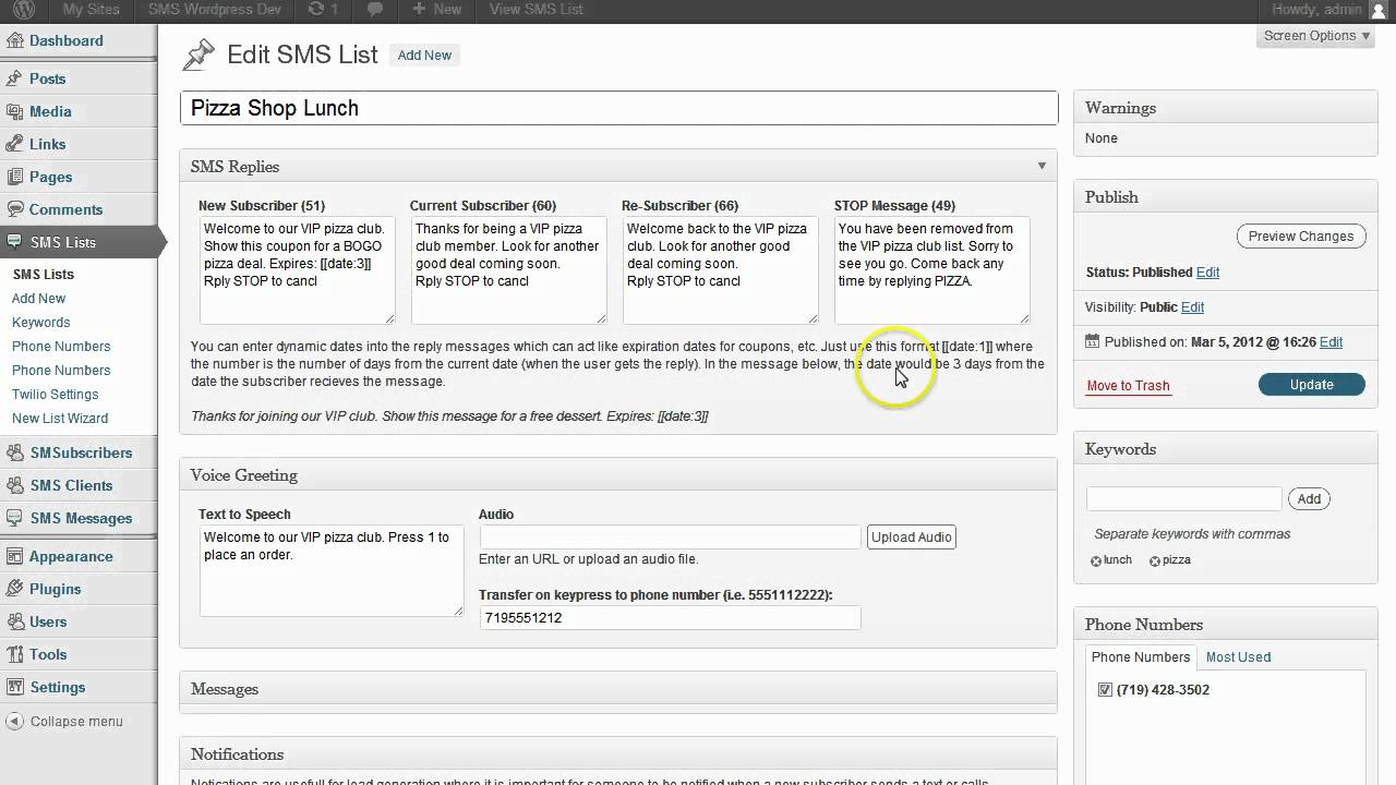 SMS Wordpress 1.8.2 Overview - YouTube