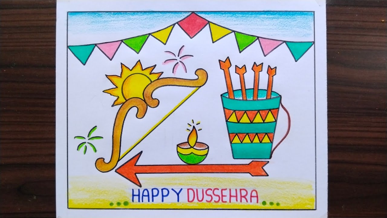 Dussehra Drawing / Dussehra Drawing Easy Steps / Happy Dussehra Drawing ...