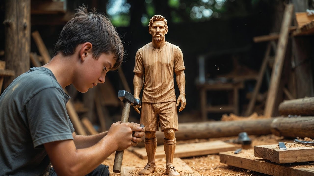 Handcrafted Life-Size Lionel Messi Wooden Statue - YouTube