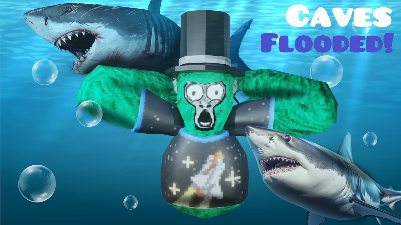CAVES IS FLOODED??? (New Gorilla Tag Shark Update) - YouTube