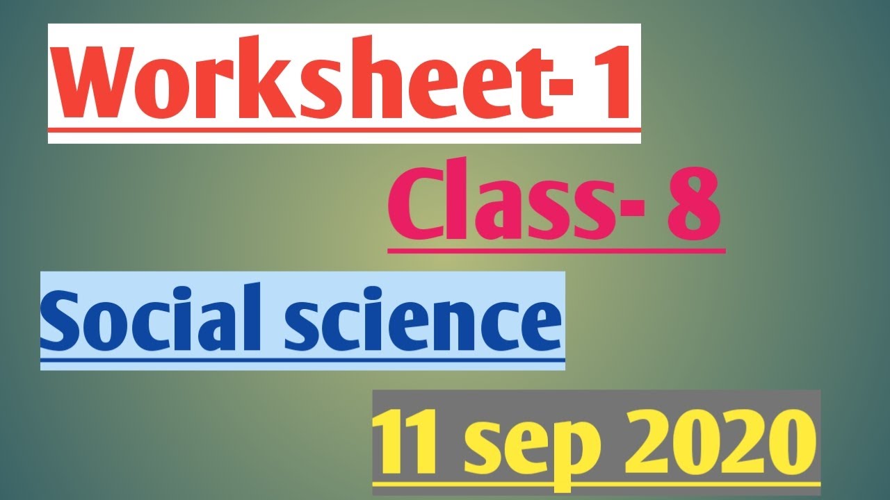 Class -8 Sst Worksheet-1 (Hindi medium)ll 11 Sep 2020 - YouTube