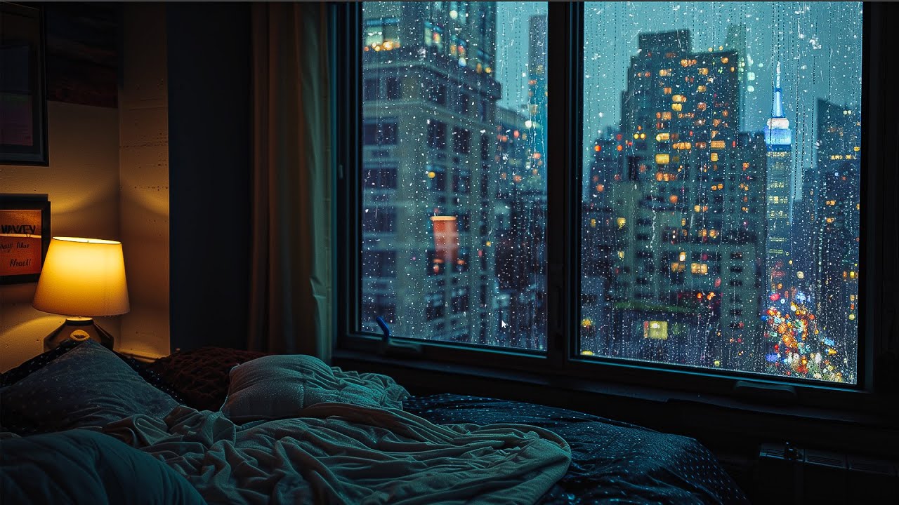 Calming Rain ASMR: Bedroom with Cityscape for Deep Relaxation & Sleep ...