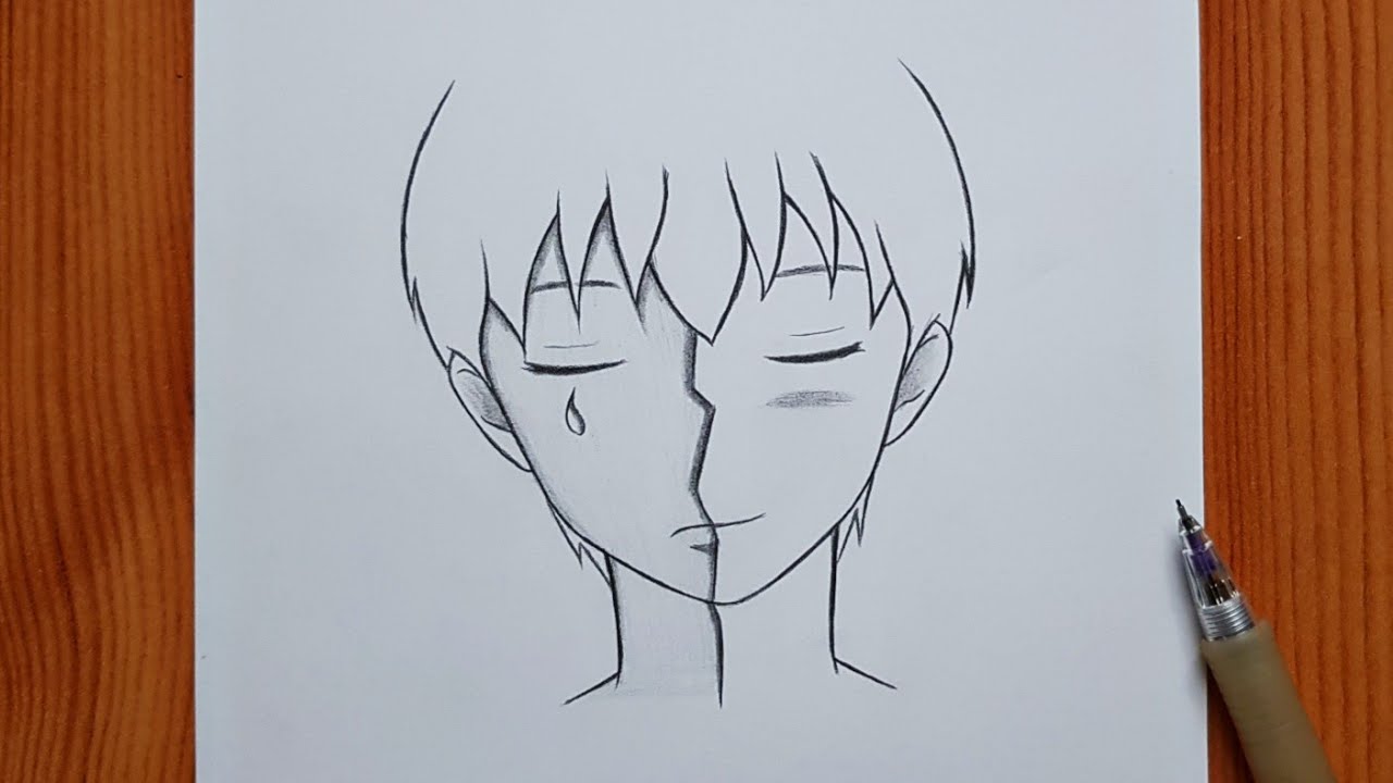 how to draw Anime Sad and Happy || Anime Boy step by step || easy ...