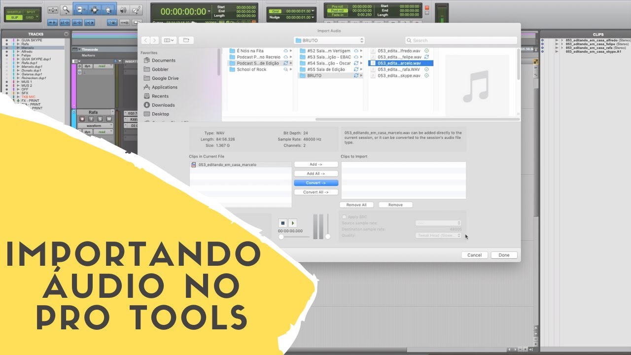 Importando Áudio no Pro Tools: Modo Adicionar e Converter - YouTube