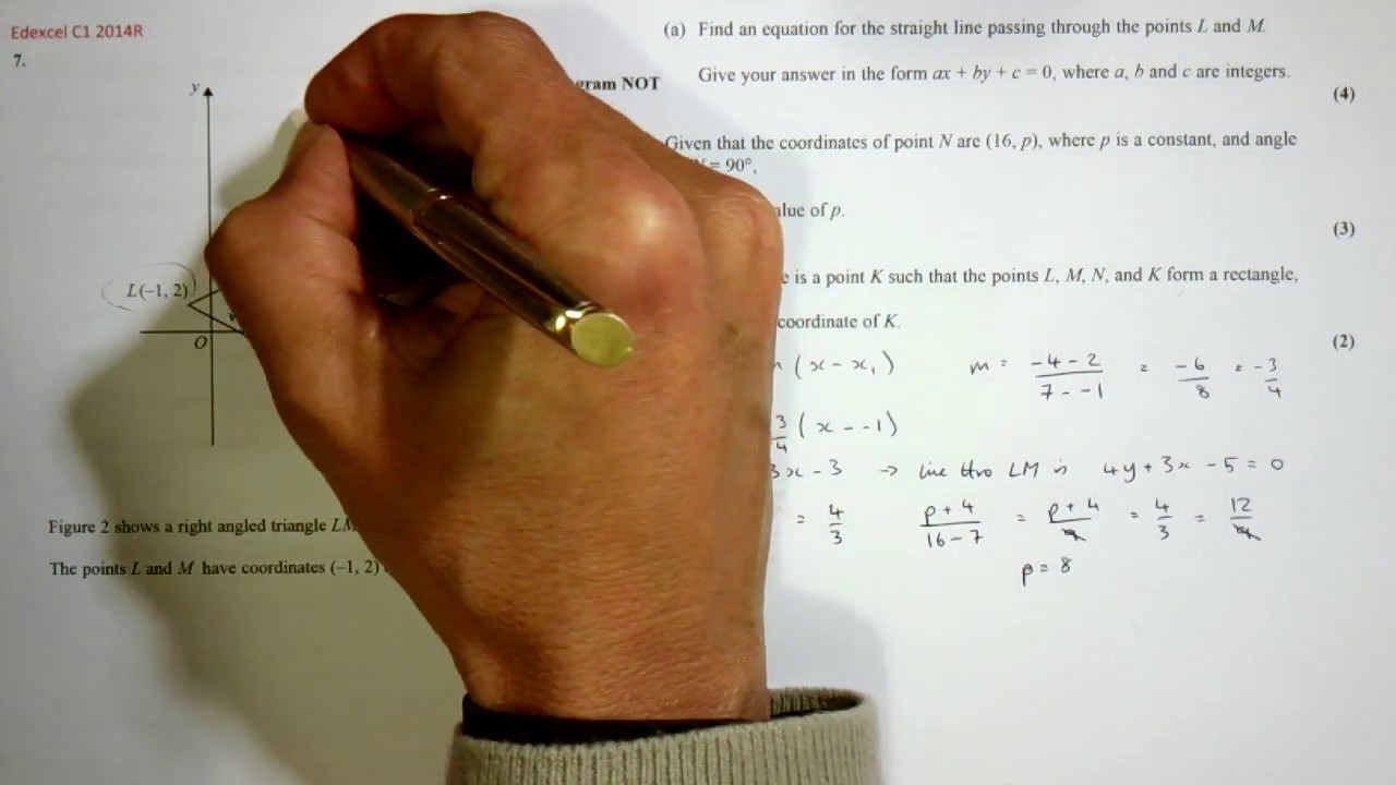 Edexcel C1 May 2014R Q7 Coordinate Geometry - YouTube