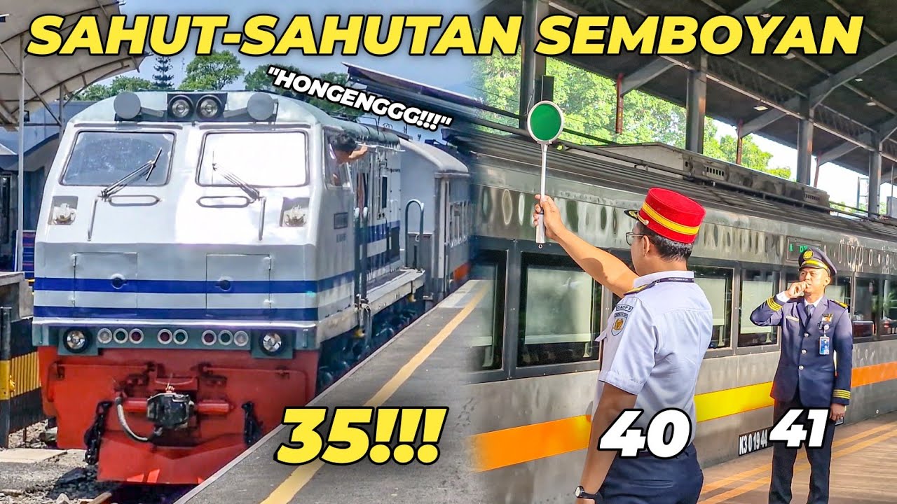 AKSI SAHUT-SAHUTAN PPKA, KONDEKTUR DAN MASINIS SEMBOYAN 40 41 35 MEMBERANGKATKAN KERETA API PART ...