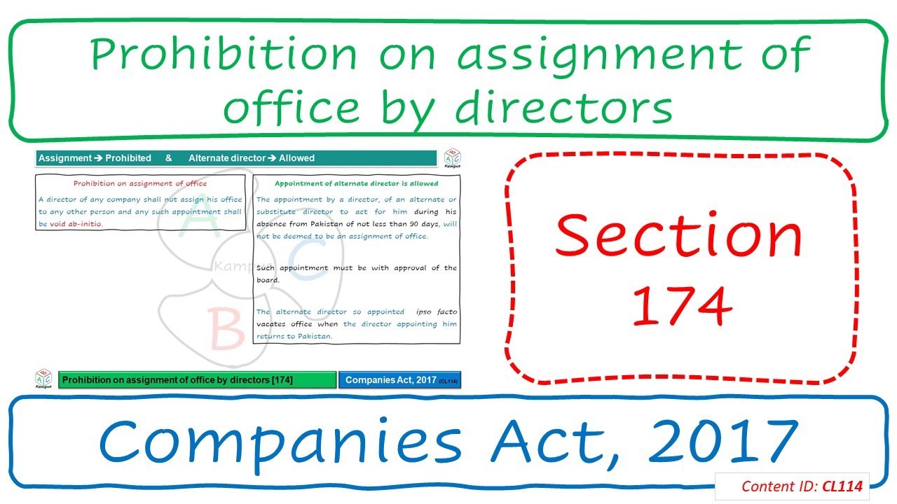 Section 174 Prohibition on assignment of office by directors ...