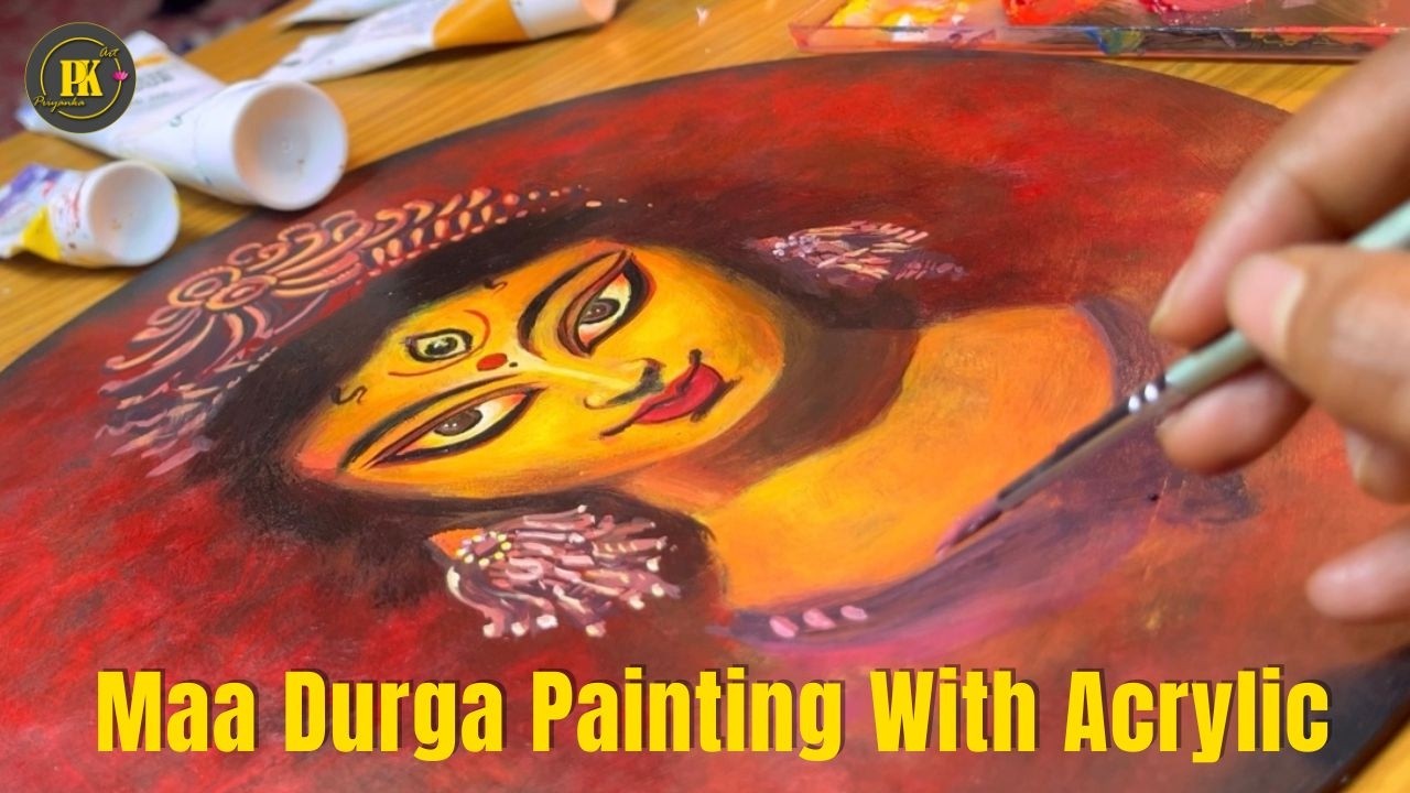 Devine Maa Durga Drawing 🙏Easy Durga painting with Acrylic Tutorial ...