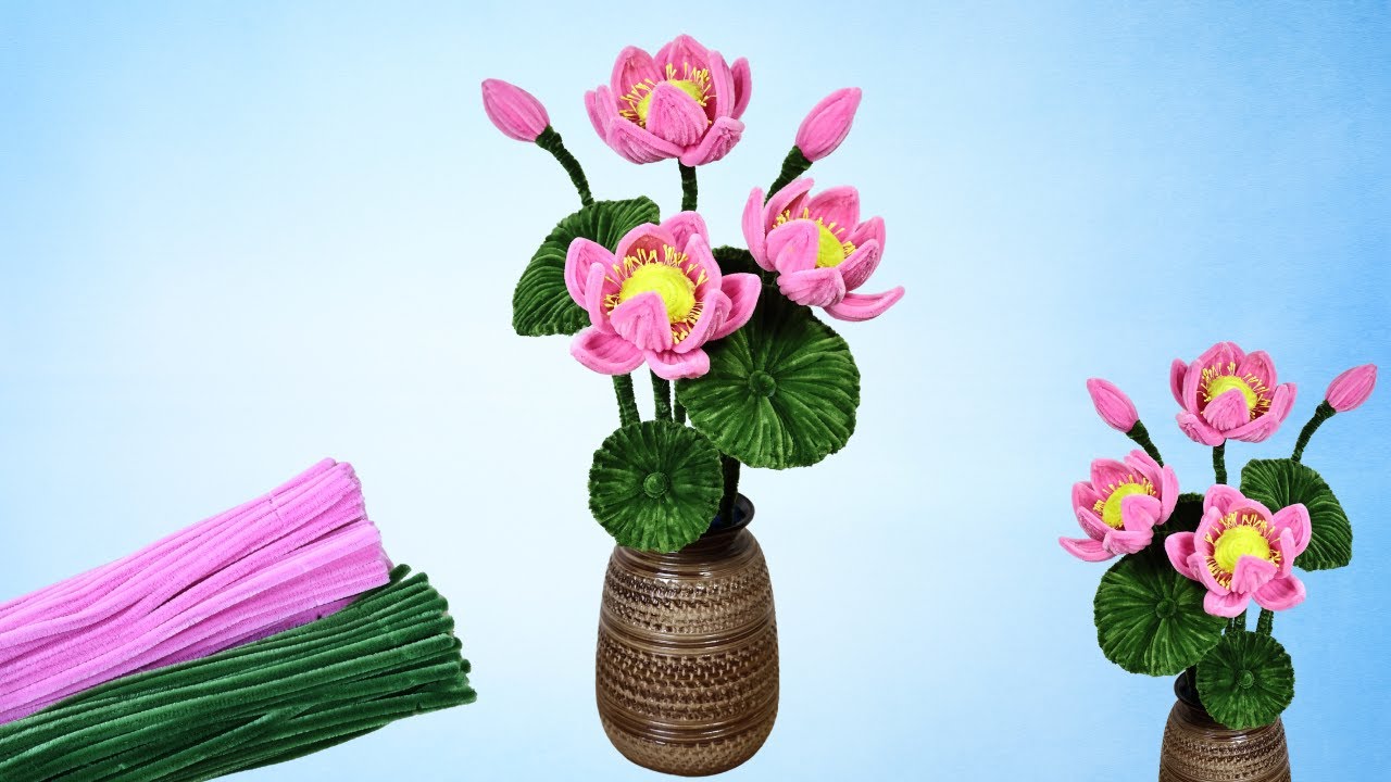 Instructions for making a Lotus flower with velvet wire. - YouTube
