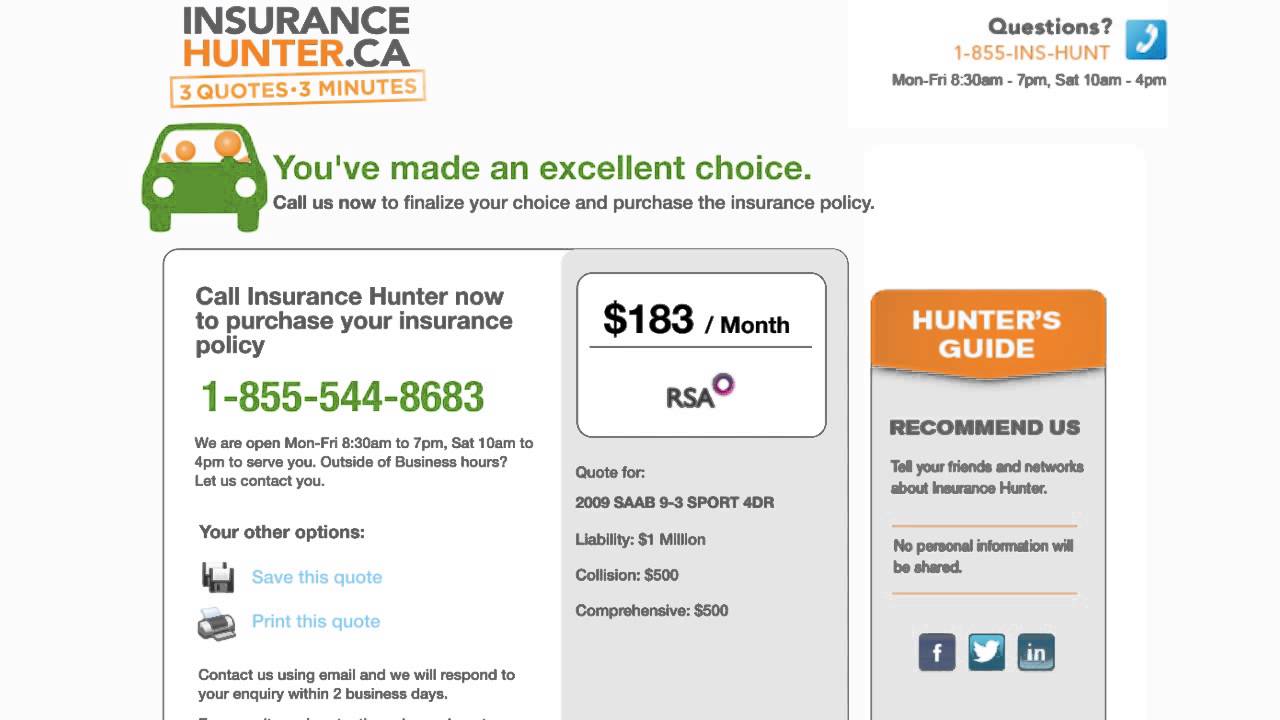 How to get a quote from Insurance Hunter: Step 5 - Excellent Choice ...