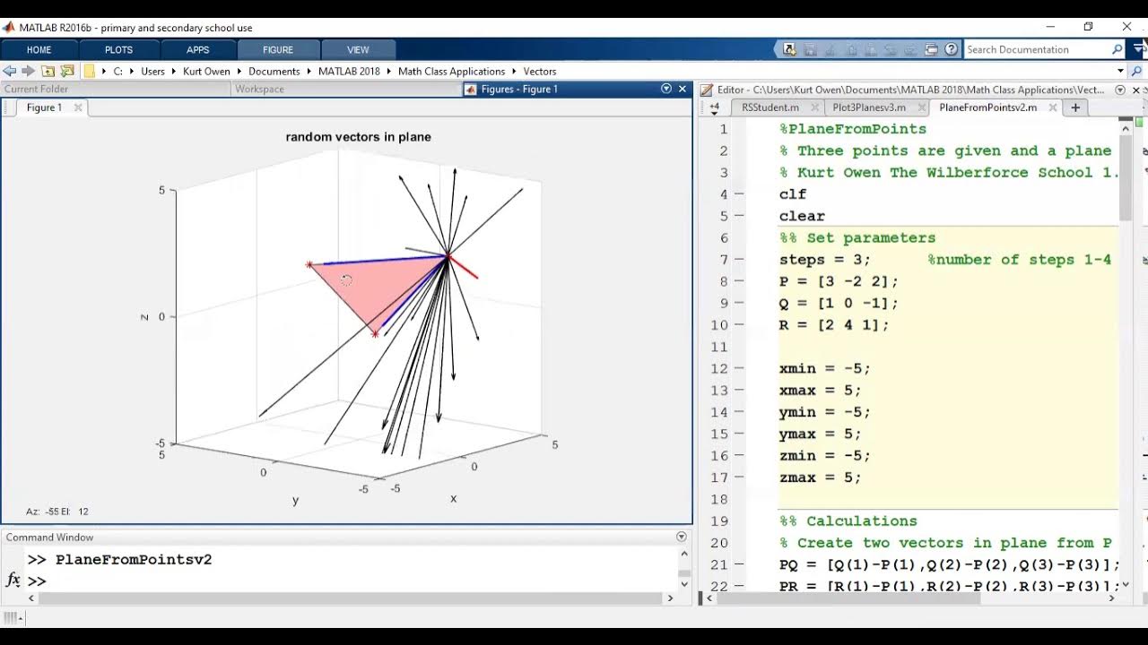 Visualizing Plane from 3 points in MATLAB - YouTube