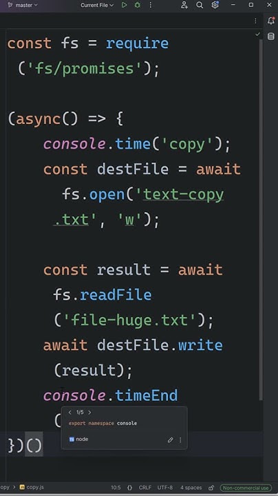 Copy the Huge File without using streams and how the system crashes while copying NodeJS - YouTube