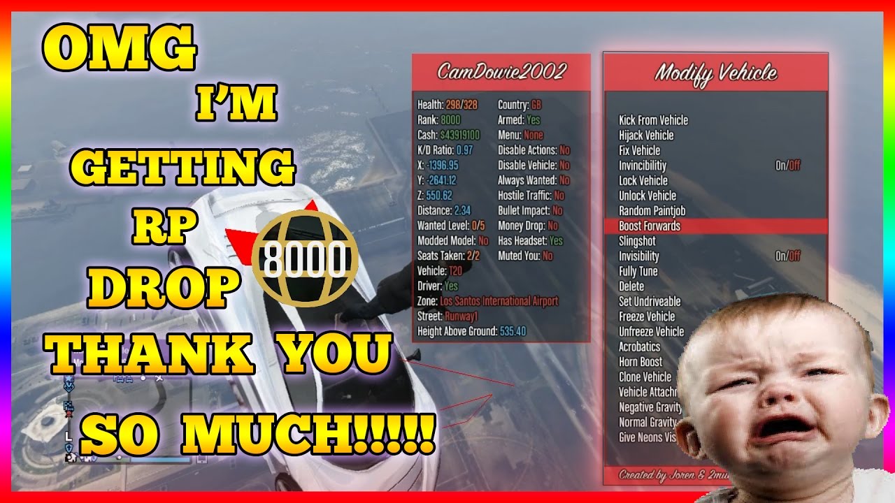 KID SAYS HE'S GONNA CRY AFTER GETTING AN RP DROP! (GTA V ONLINE MOD ...