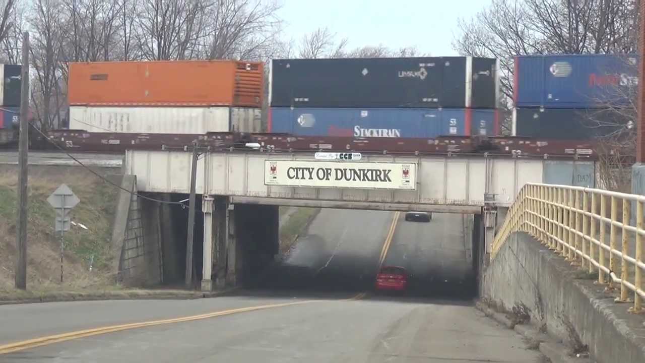 CSX Q158 Train Past Old ALCO Dunkirk Works 1910 Cornerstone - YouTube