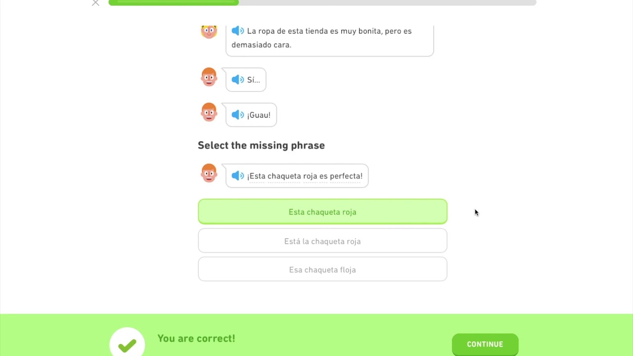 Duolingo Stories La chaqueta roja for beginning Spanish Speakers - YouTube