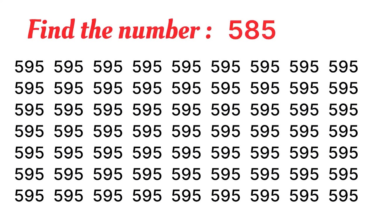 Find the Number "585". Test your eyes. Sharpen your Brain. Number ...