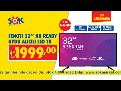 Fenoti 32” HD Uydu Alıcılı LED TV hem #ŞOK'ta hem de Cepte ŞOK'ta!