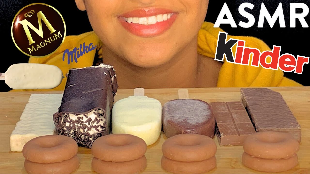 ASMR LEFTOVER DESSERT MINI MAGNUM ICE CREAM BAR, KINDER SUNDAE, BUBBLY ...