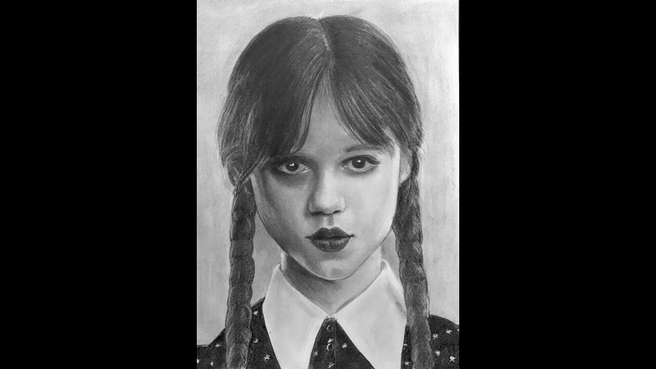 Wednesday Addams drawing with graphite pencils #wednesdayaddams - YouTube