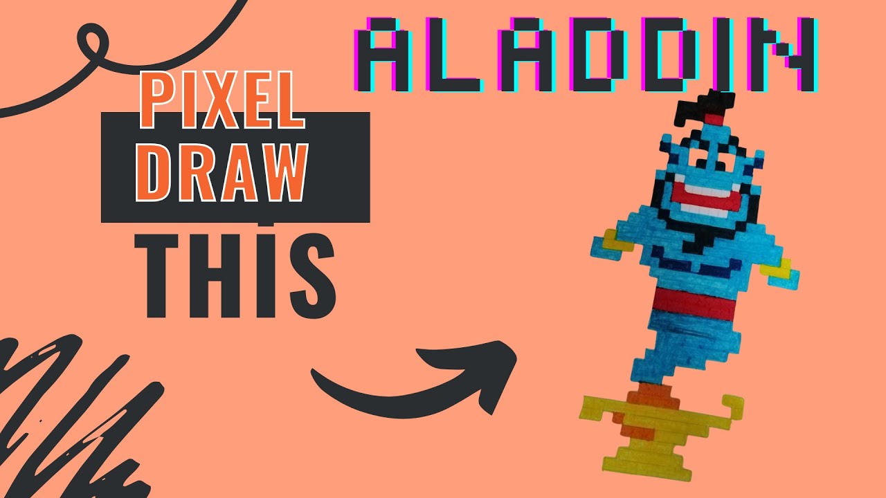 Drawing Aladdin in Pixel Art | Disney Character Pixel Drawing - YouTube