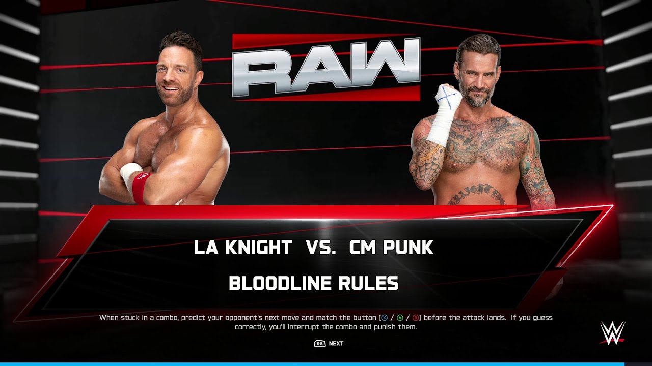 CM PUNK VS. LA KNIGHT BLOODLINE RULES MATCH RAW WWE 2K25 - YouTube