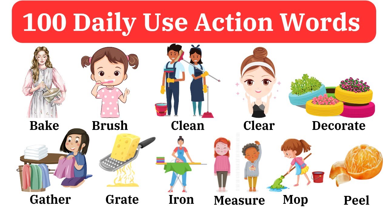 100 Action Verbs | Daily Life English Vocabulary With Examples ...