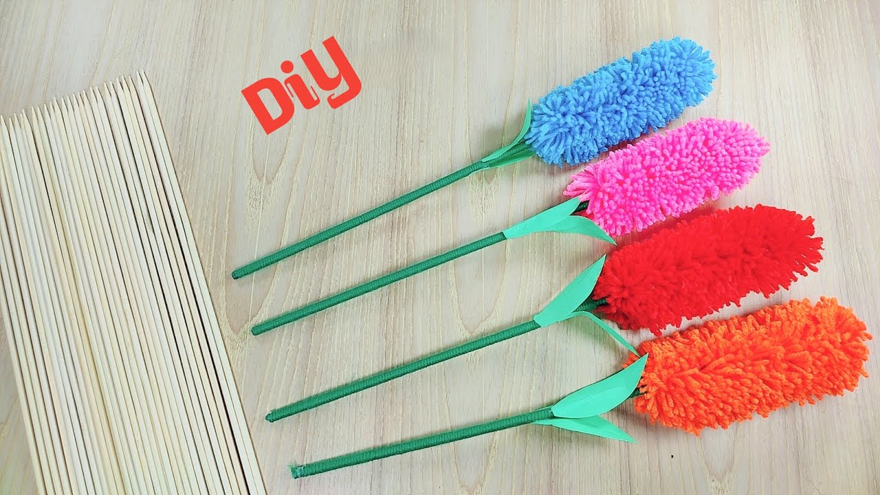DIY Beautiful Flower With Woolen Thread & Skewers | Home Decor Idea ...