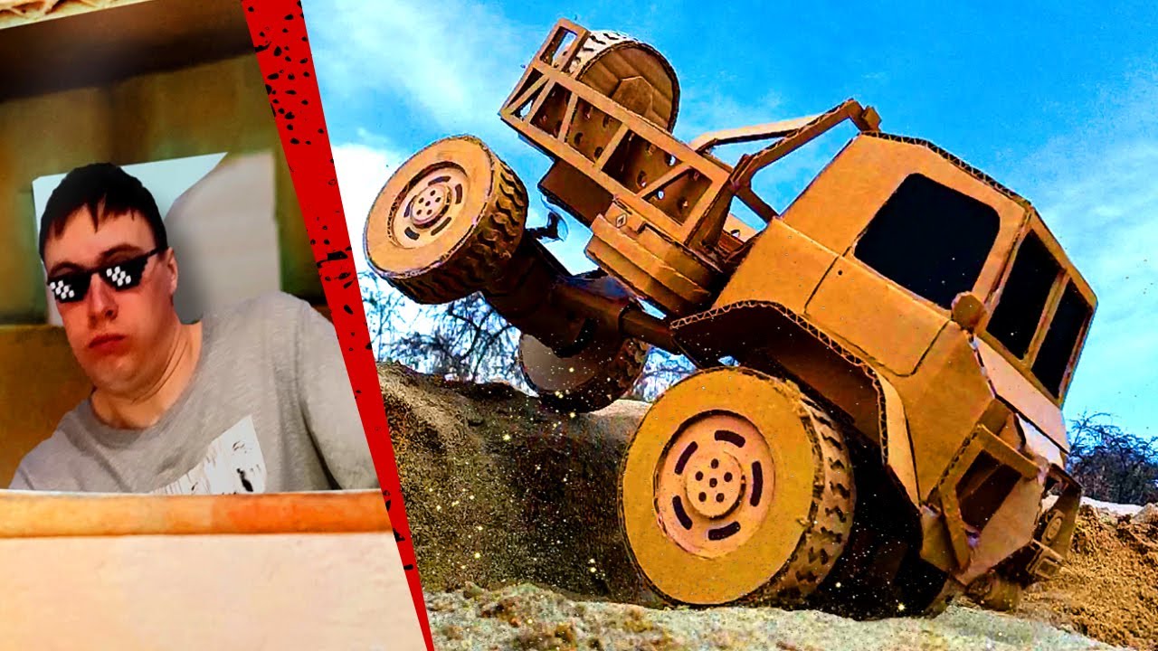 DIY mountain SUV type truck driving on sandy beach and jumping off ...