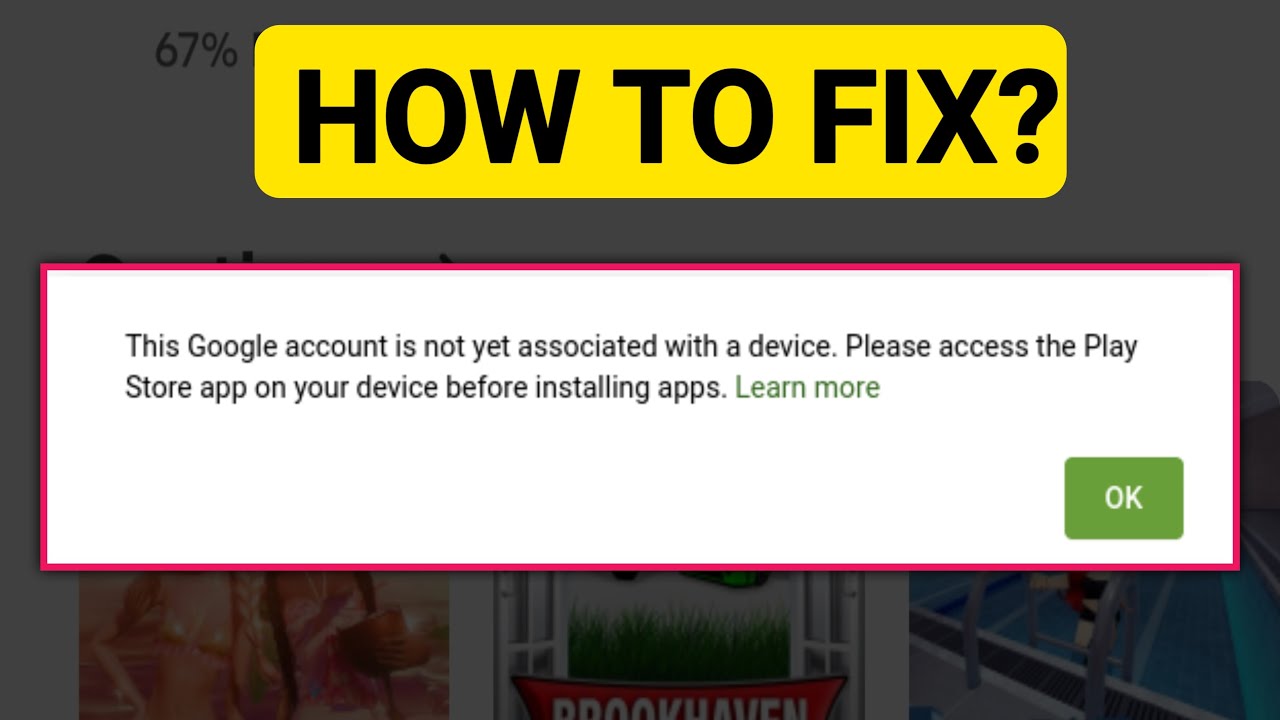 This Google Account is not yet associated with a device. please access ...