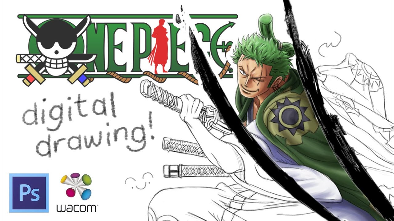 Drawing Zorojuro from "One Piece" in Photoshop (Timelapse) - YouTube