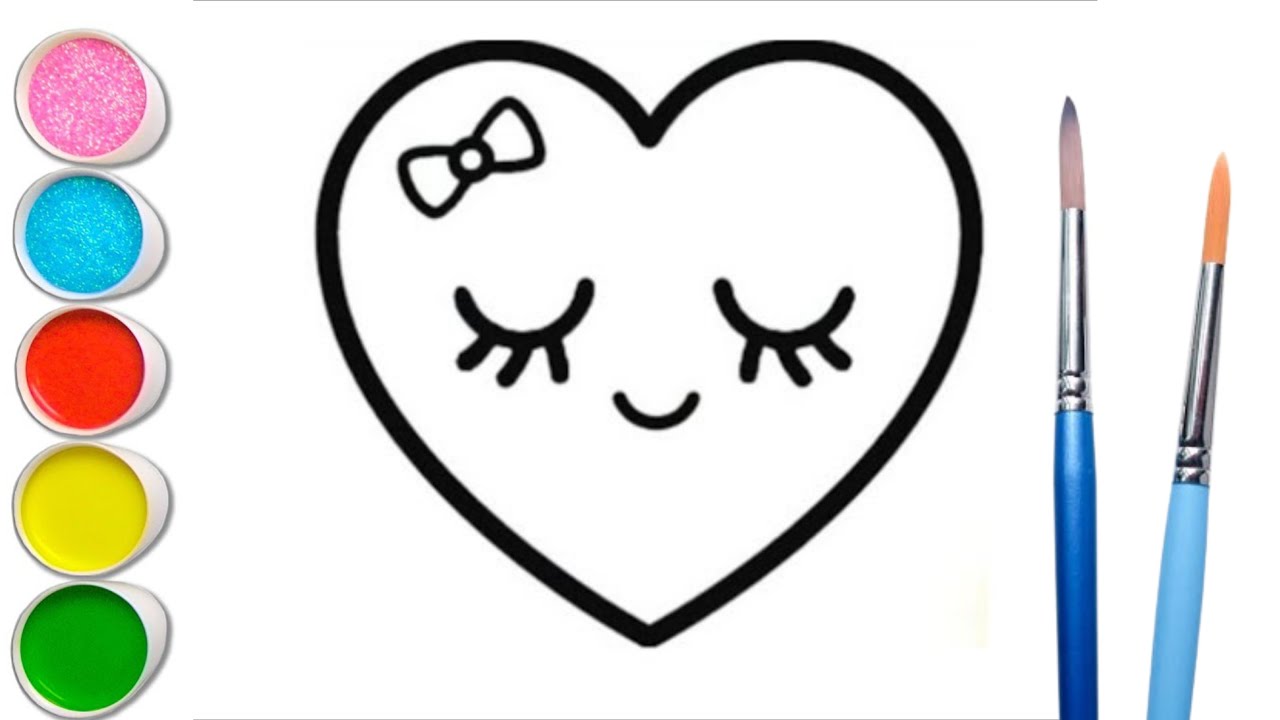Heart Drawing For Kids | How To Draw Heart, Colouring, Painting For ...