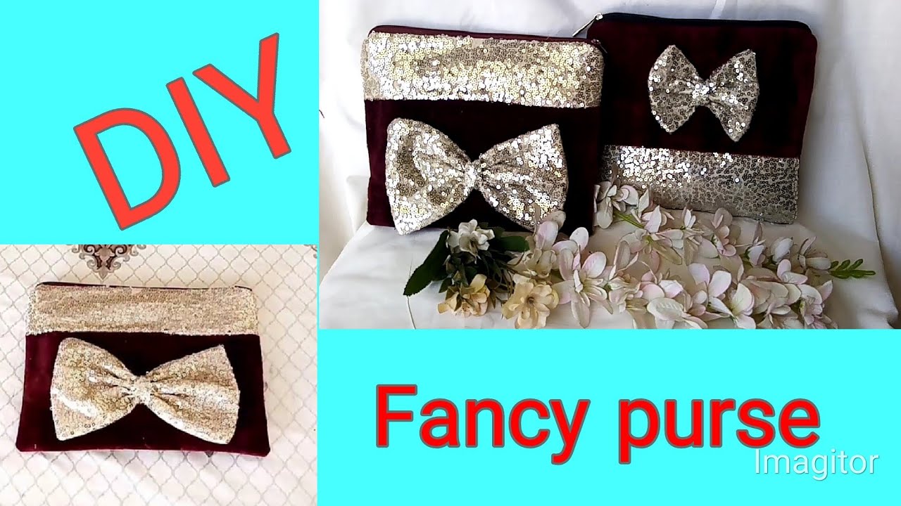 How to make designer pouch at home/diy partywear purse #pursemaking # ...