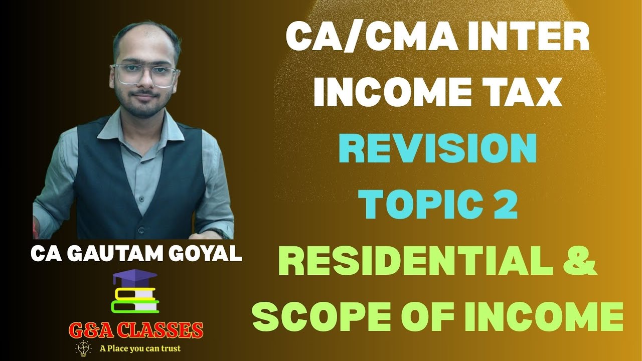 CA / CMA INTER | INCOME TAX | JAN 2026 | RESIDENTIAL STATUS & SCOPE OF ...