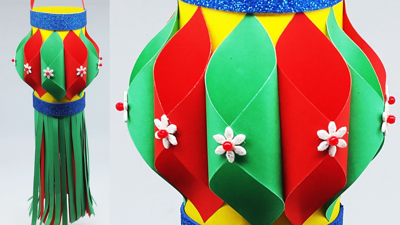 Paper Lamp Making at Home - Beautiful Paper Lantern Tutorial Very Easy ...