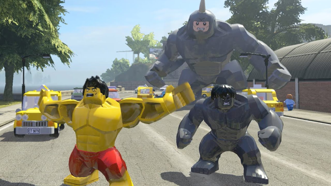 Grey Hulk vs Big Rhino vs Yellow Hulk - LEGO Marvel Super Heroes Games ...